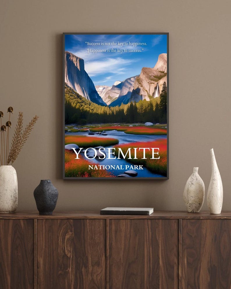 Yosemite National Park Wall Art Print | Inspirational Quote Digital ...