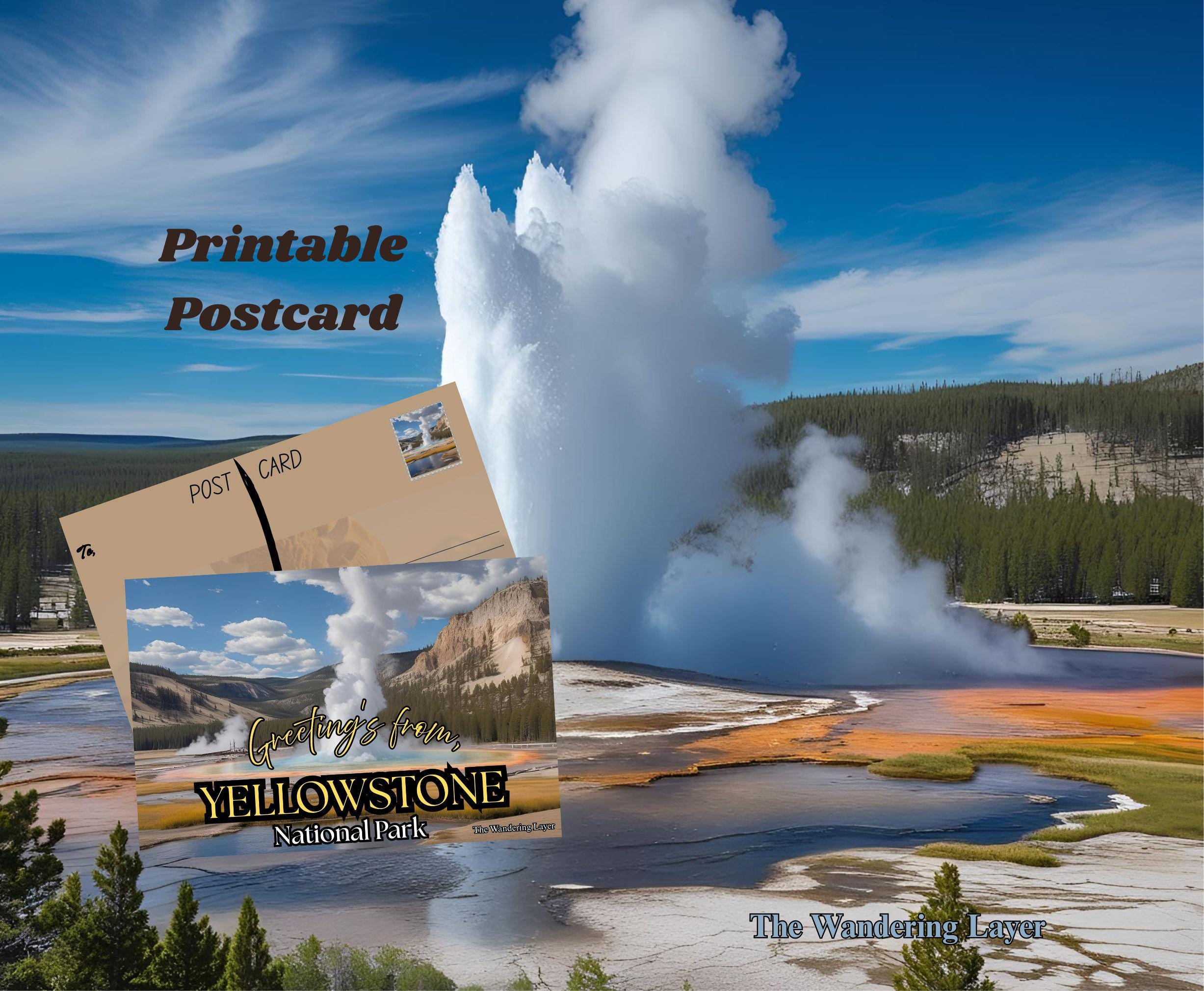 Yellowstone National Park Digital Postcard/instant Download/printable ...