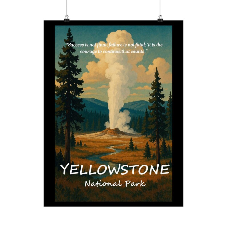 Yellowstone National Park Geyser Poster Vertical Matte Poster | Vintage ...