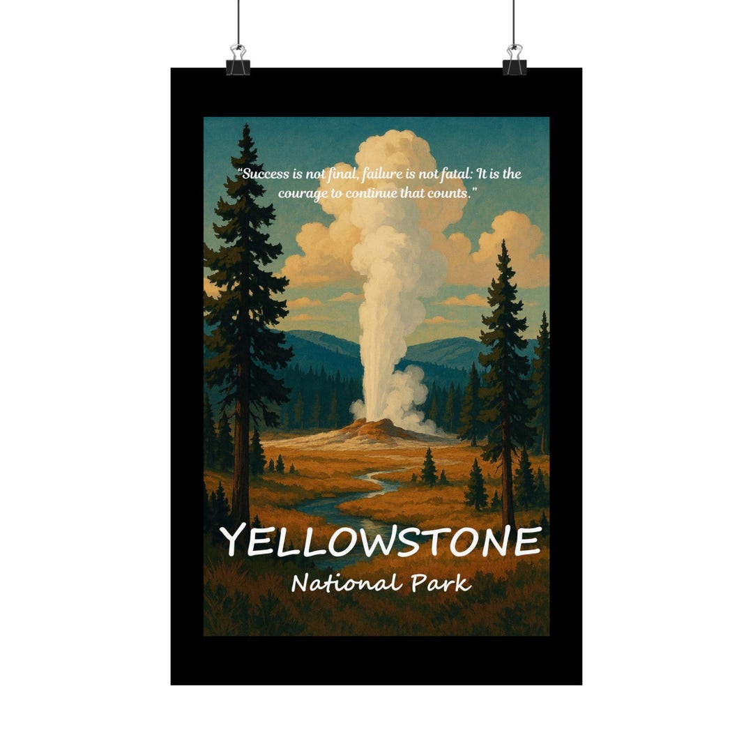 Yellowstone National Park Geyser Poster Vertical Matte Poster | Vintage ...