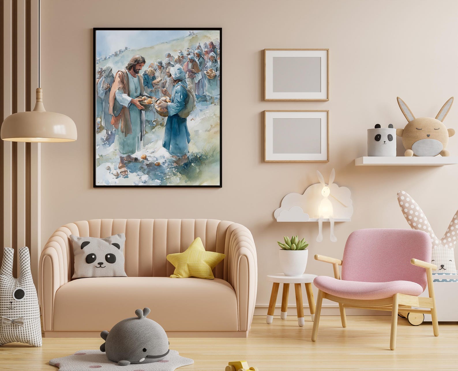 Jesus Feeding 5000 Print: Bible Story Christian Wall Art (digital ...