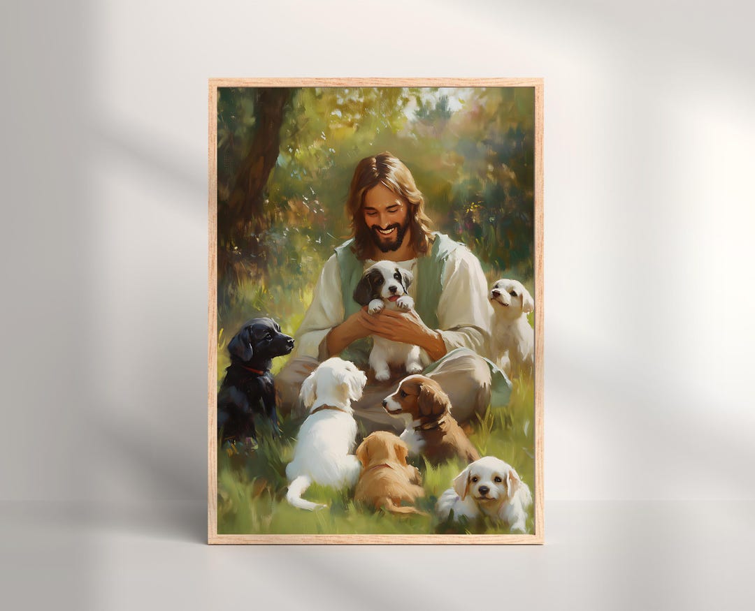 Jesus Loves Dogs Print, Christian Wall Art, Pet Memorial (digital ...