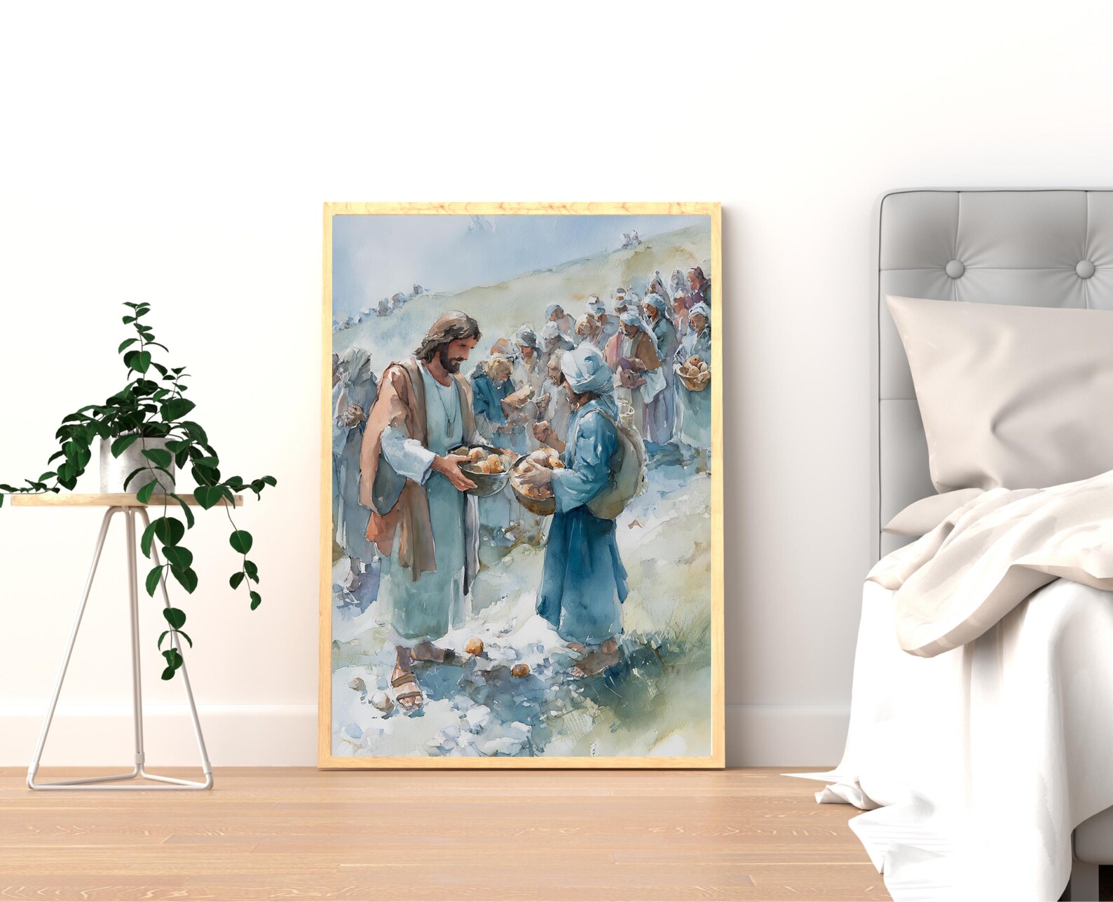 Jesus Feeding 5000 Print: Bible Story Christian Wall Art (digital ...
