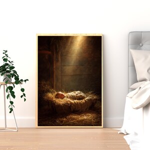 Baby Jesus Nativity Scene Printable: Christian Christmas Decor (digital ...