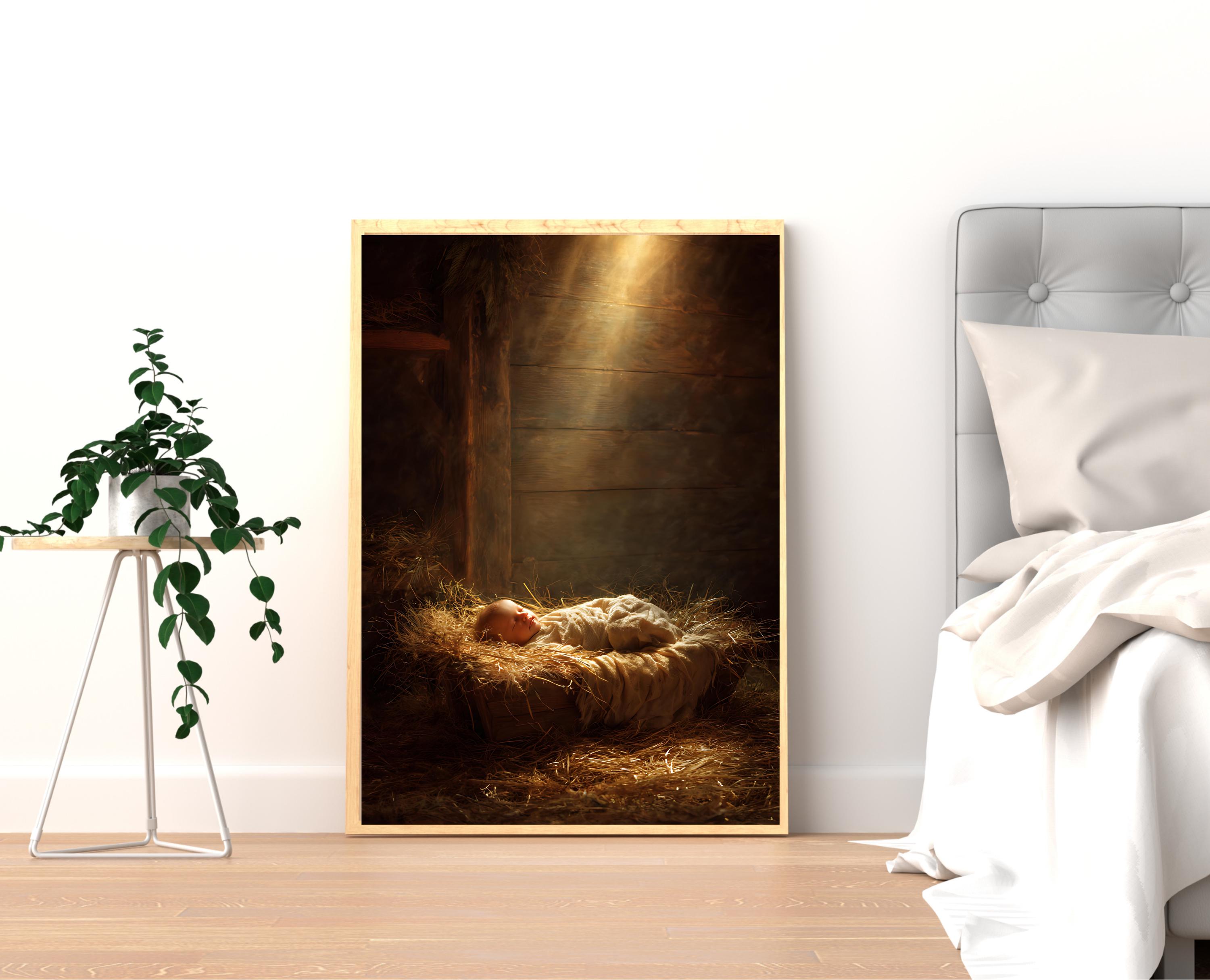 Baby Jesus Nativity Scene Printable: Christian Christmas Decor (digital ...
