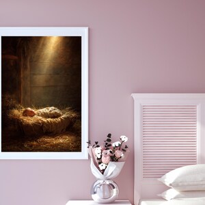 Baby Jesus Nativity Scene Printable: Christian Christmas Decor (digital ...