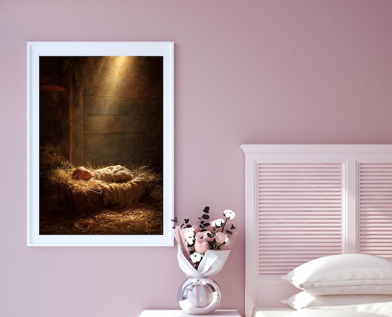 Baby Jesus Nativity Scene Printable: Christian Christmas Decor (digital ...