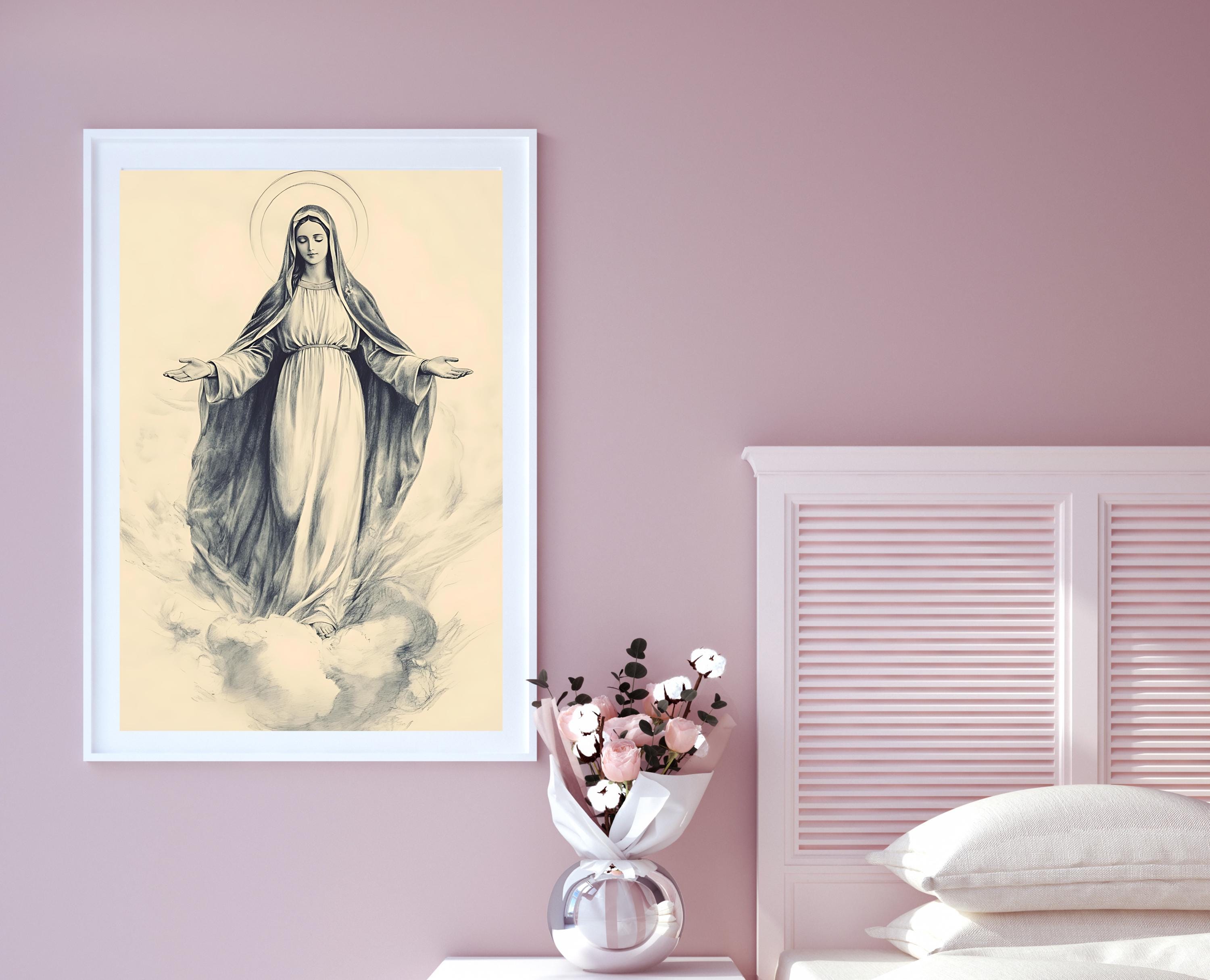 Our Lady of Grace Sketch Print, Catholic Wall Art (digital Download) - Etsy
