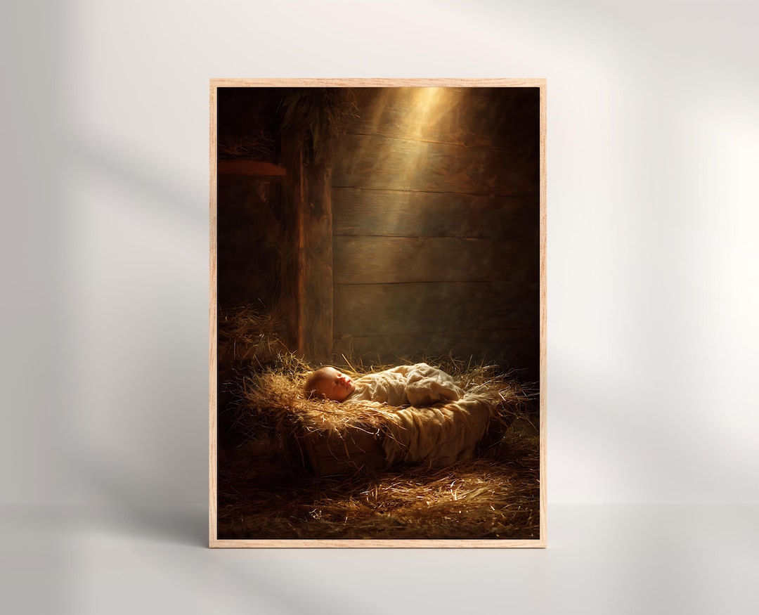 Baby Jesus Nativity Scene Printable: Christian Christmas Decor (digital ...