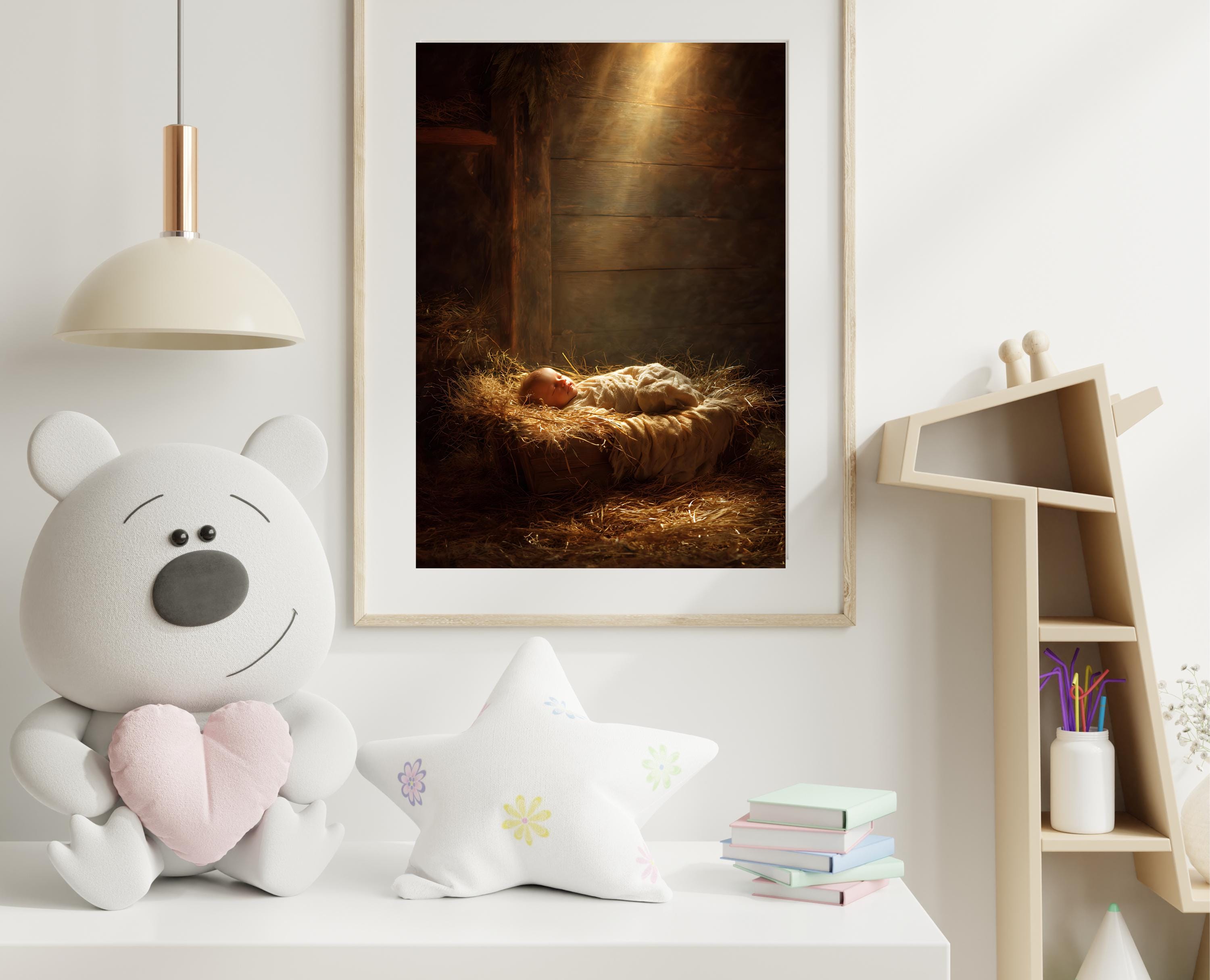 Baby Jesus Nativity Scene Printable: Christian Christmas Decor (digital ...