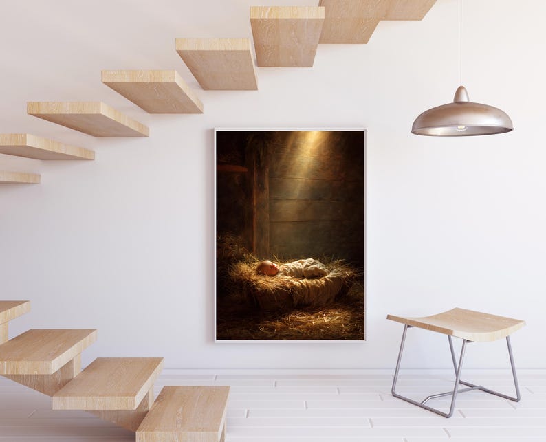 Baby Jesus Nativity Scene Printable: Christian Christmas Decor (digital ...