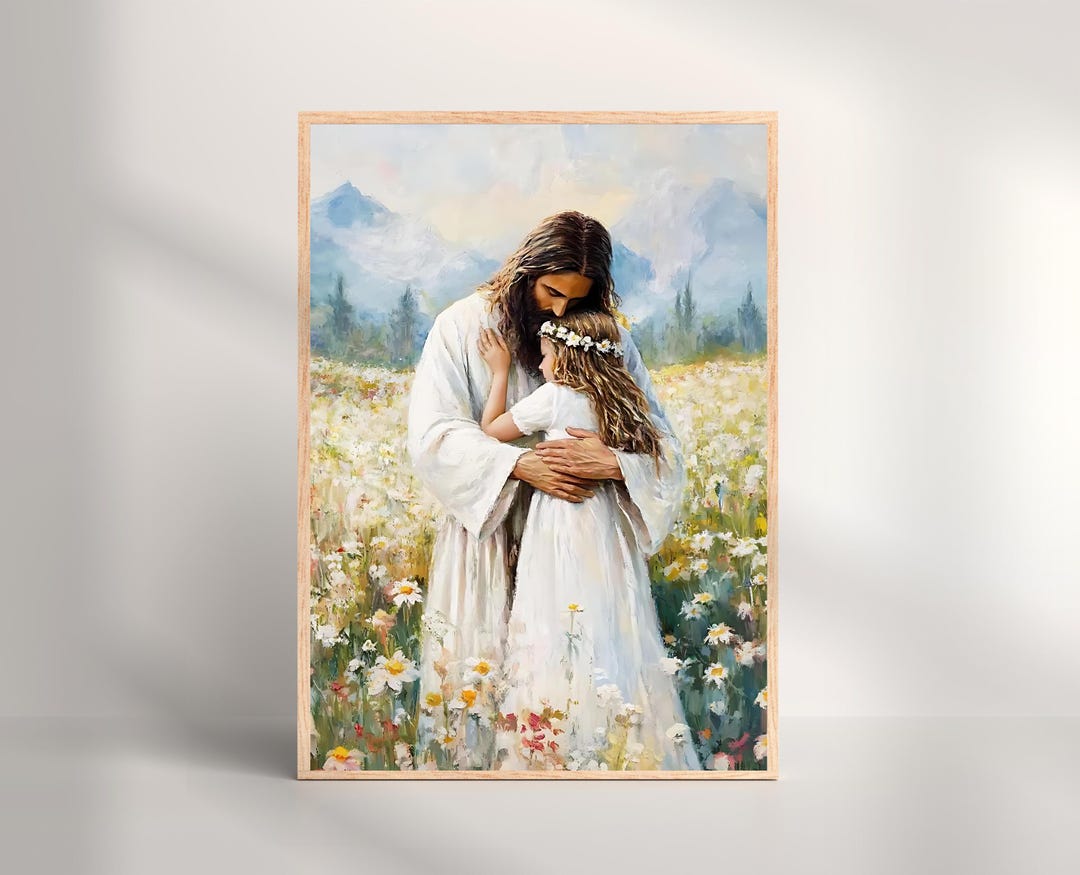 Jesus Hugging Child Print: Christian Wall Art, Spiritual Comfort ...