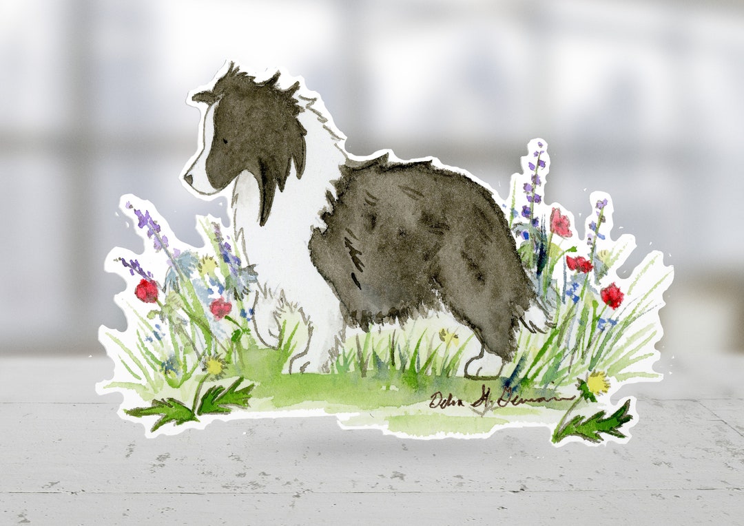 Shetland Sheepdog Sticker, Bi Black Sheltie Sticker, Die-cut Decal ...