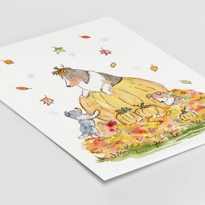 Sheltie Art Fall Dog Decor Fall Pumpkin Patch Print Dog - Etsy