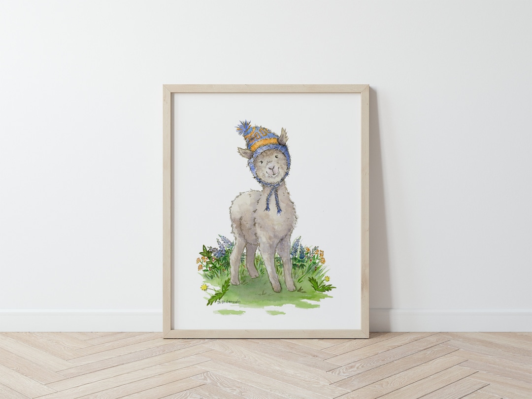 Alpaca Art Print, Watercolor Alpaca, Alpaca Nursery Art, Farm Nursery ...