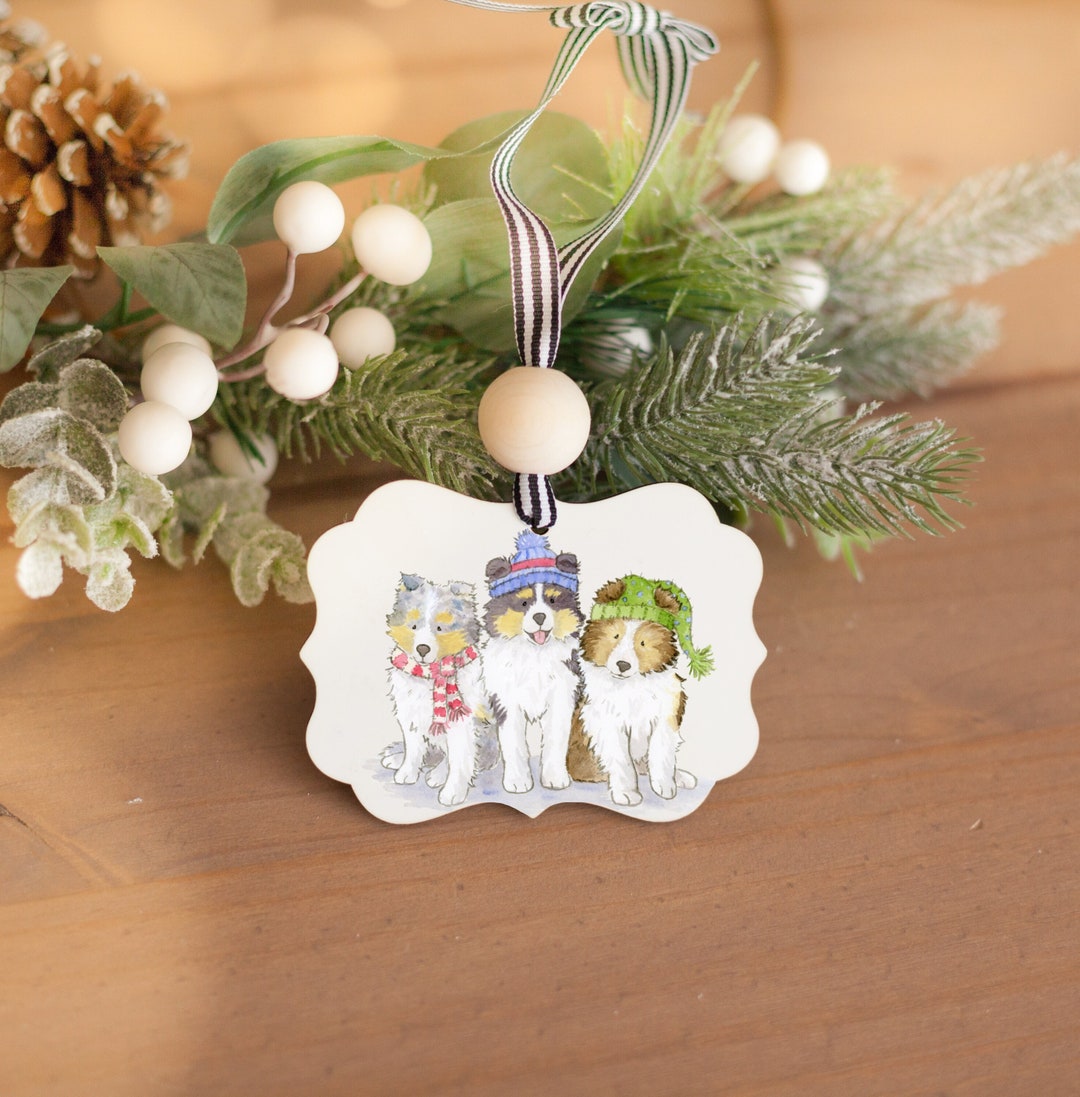 Sheltie Pups Ornament, Sheltie Gift, Aussie Christmas, Dog Name ...