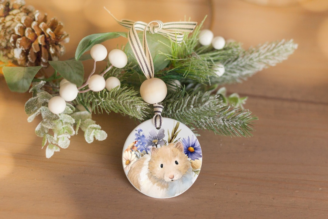 Personalized Hamster Ornament, Golden Cream Syrian Hamster, Hamster ...