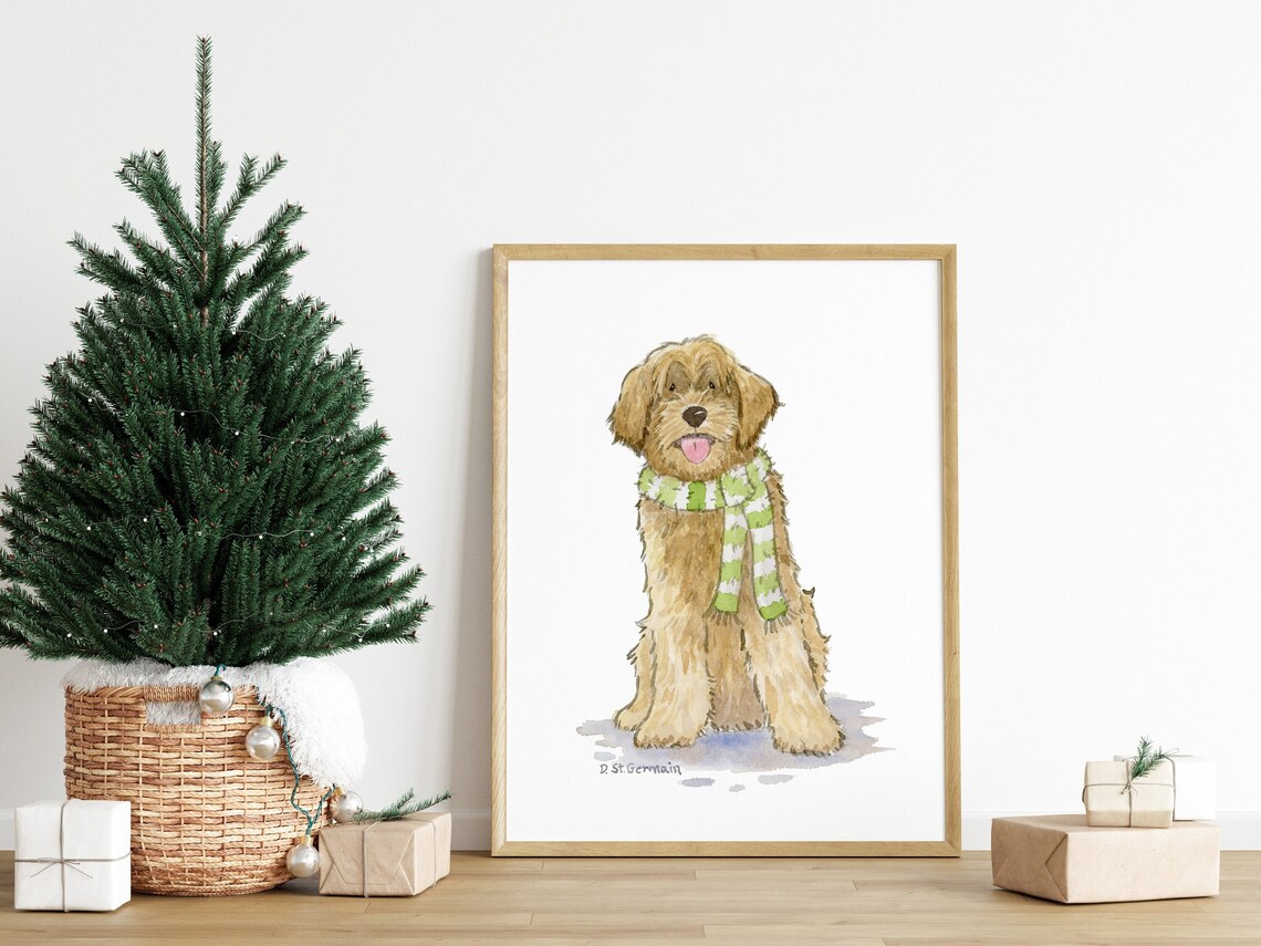 Labradoodle Art Doodle Dog Holiday Print Christmas Doodle - Etsy