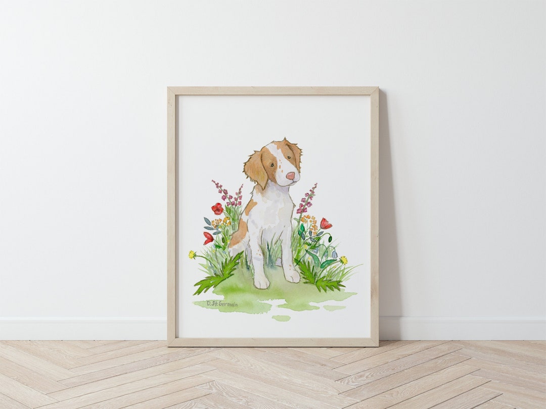 Brittany Spaniel Art, Brittany Spaniel Gift, Dog Lover Gift, Brittany ...