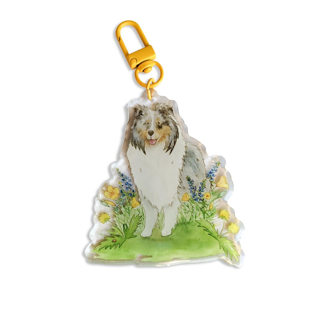 Acrylic Sheltie Keychain, Blue Merle Shetland Sheepdog, Gift for ...