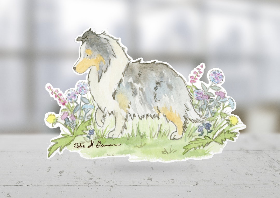 Shetland Sheepdog Sticker, Blue Merle Sheltie Sticker, Die-cut Decal ...