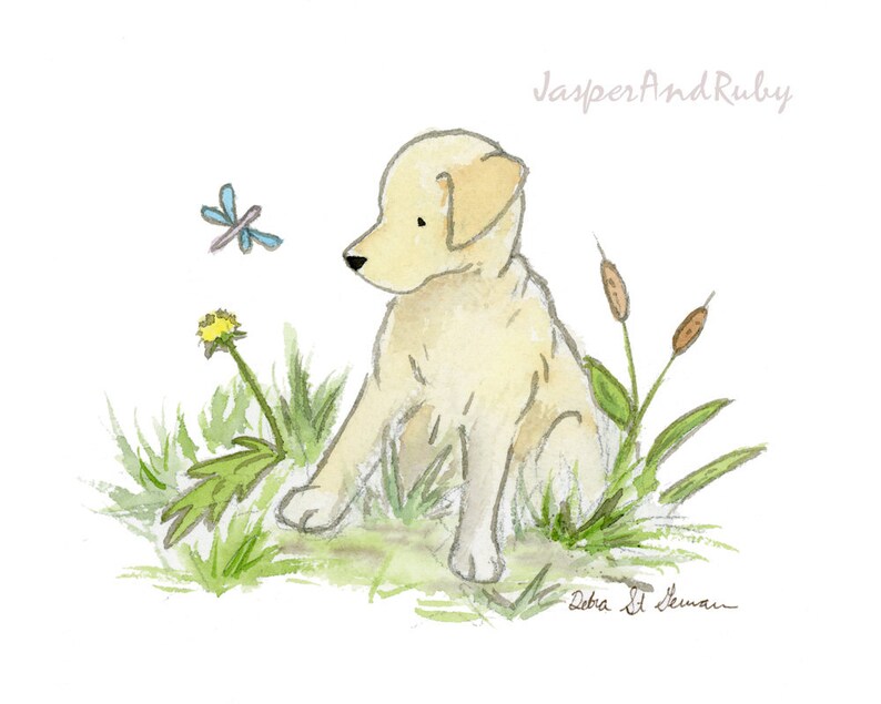 Puppy Nursery Art Yellow Lab Print Yellow Lab Art Labrador - Etsy