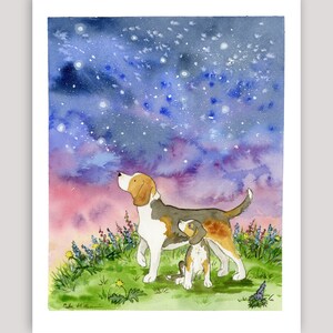 Beagle Art Starry Skies Beagle With Puppy Star Gazing Pet - Etsy