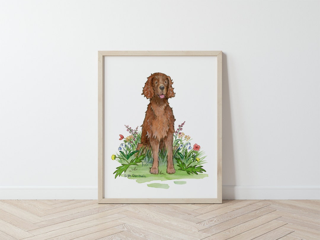 Irish Setter Art, Irish Setter Gift, Dog Portrait, Irish Setter Dog ...