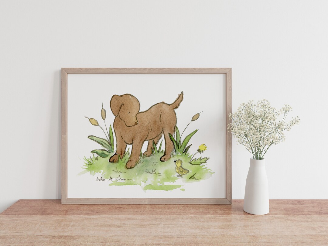 Chocolate Lab Print, Chocolate Lab Art, Labrador Art, Nursery Decor ...