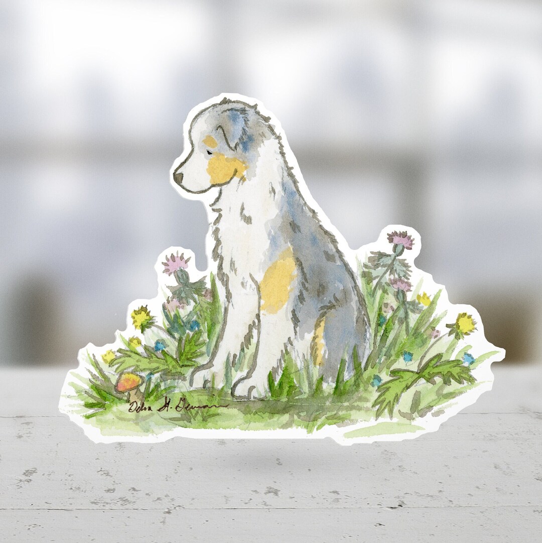 Aussie Sticker, Blue Merle Aussie Car Decal, Australian Shepherd ...