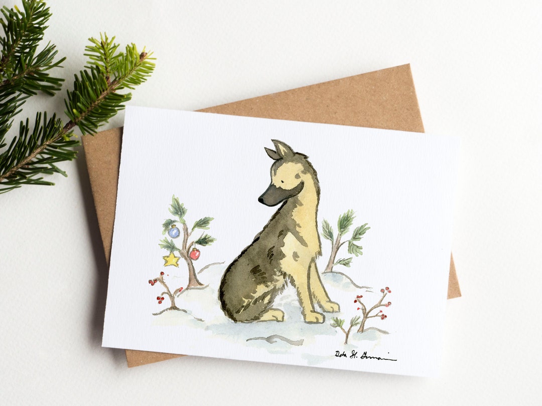 German Shepherd Christmas Card Set, German Shepherd Holiday Card, Cute ...
