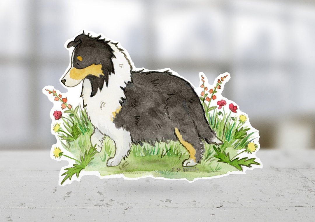 Sheltie Sticker, Shetland Sheepdog Decal, Sheltie Gifts, Tricolor ...