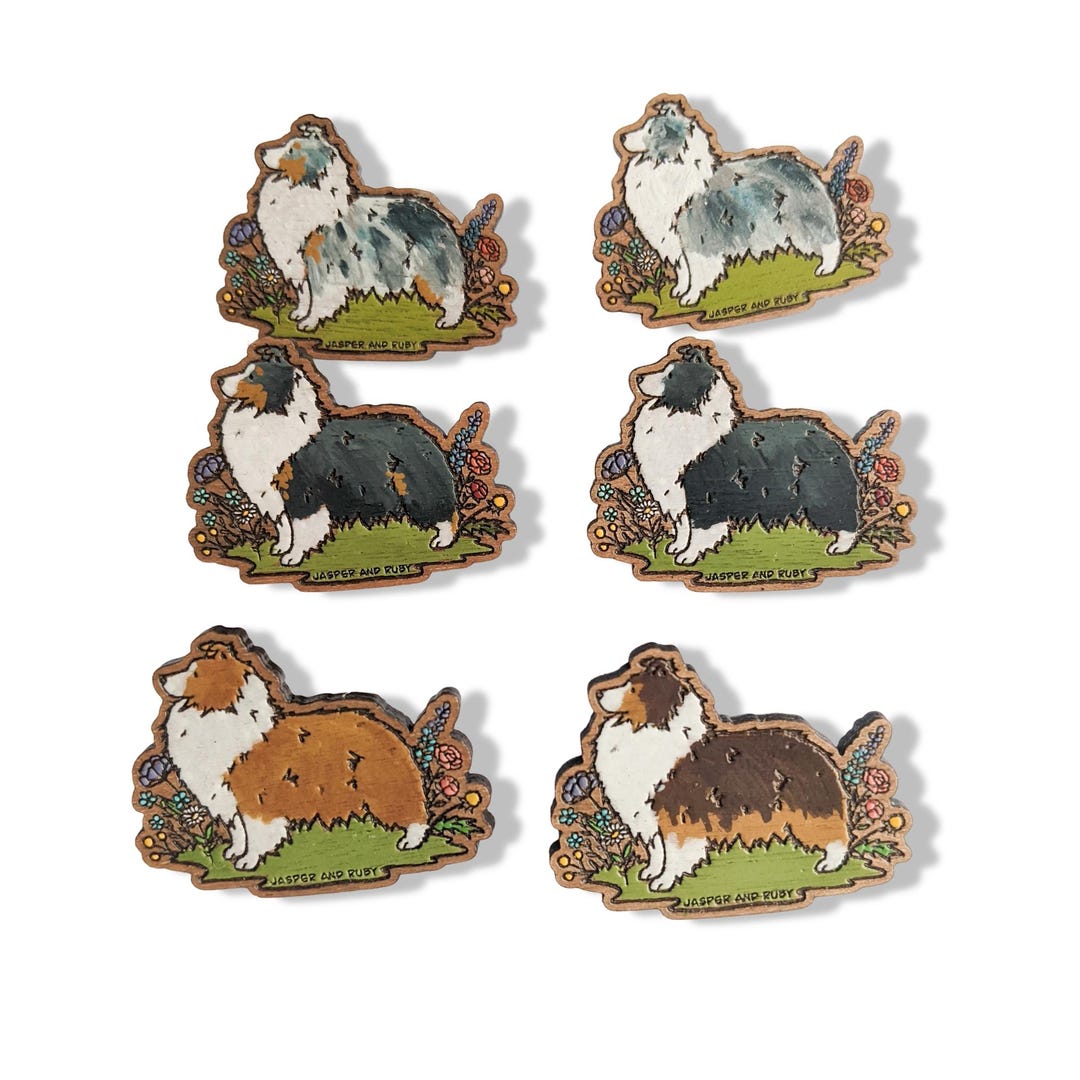 Wooden Sheltie Pin, Laser Engraved Wooden Pin, Shetland Sheepdog Pin ...