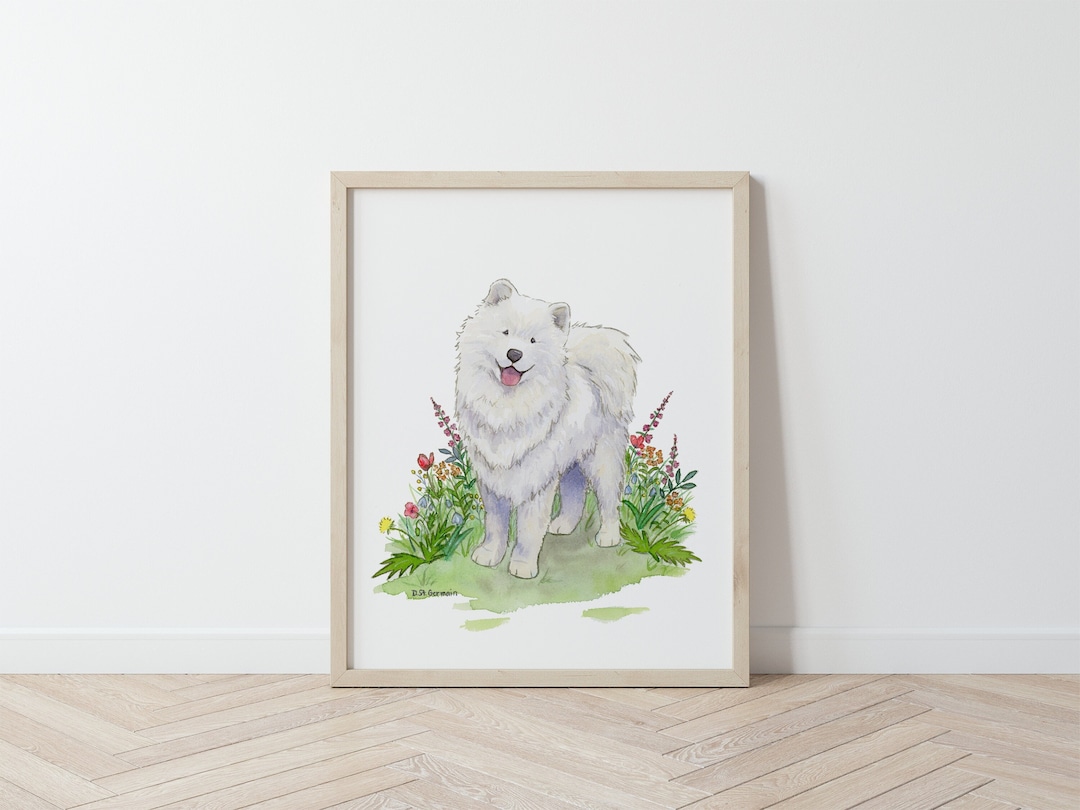 Samoyed Art, Watercolor Samoyed, Samoyed Gift, Dog Art, Dog Lover Gift ...