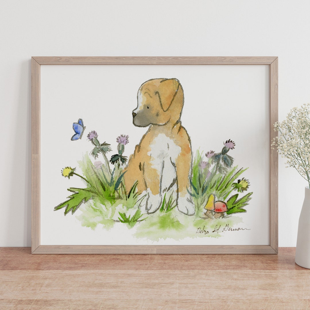 Boxer Puppy Art, Boxer Dog Print, Dog Breed Art, Boxer Dog Gift, Boxer ...