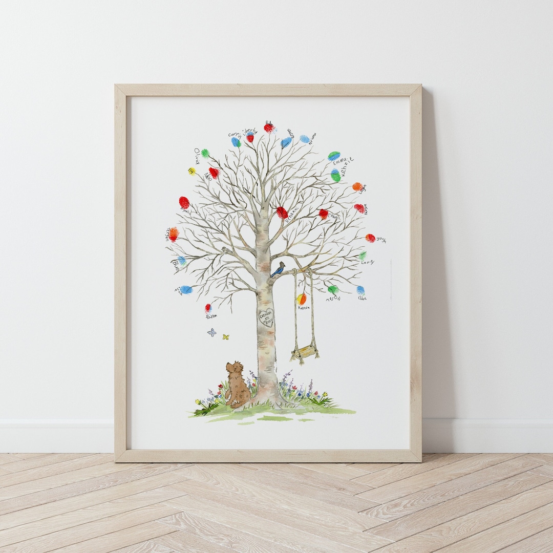 Fingerprint Tree, Printable, Teacher Gift, Guestbook, Baby Shower ...