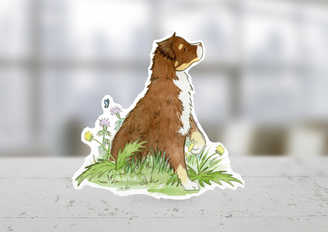 Australian Shepherd Vinyl Sticker, Red Tri Aussie Car Decal, Die-cut ...