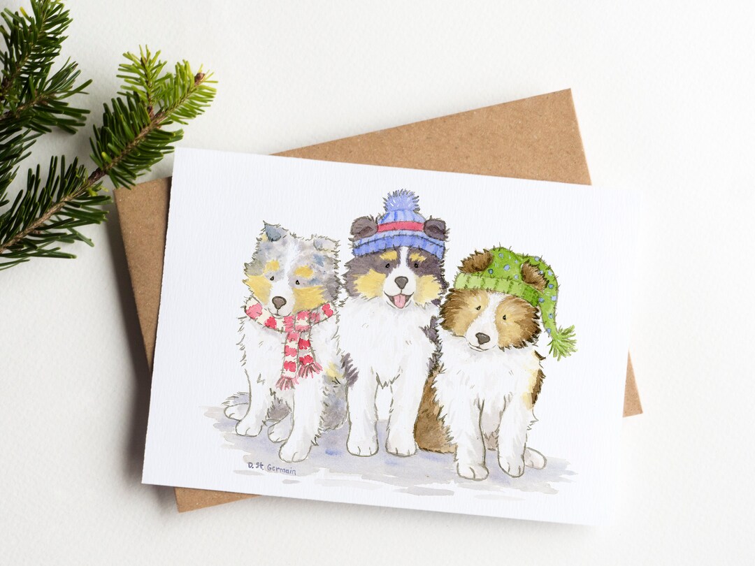 Sheltie Christmas Card, Shetland Sheepdog Holiday Card, Cute Sheltie ...