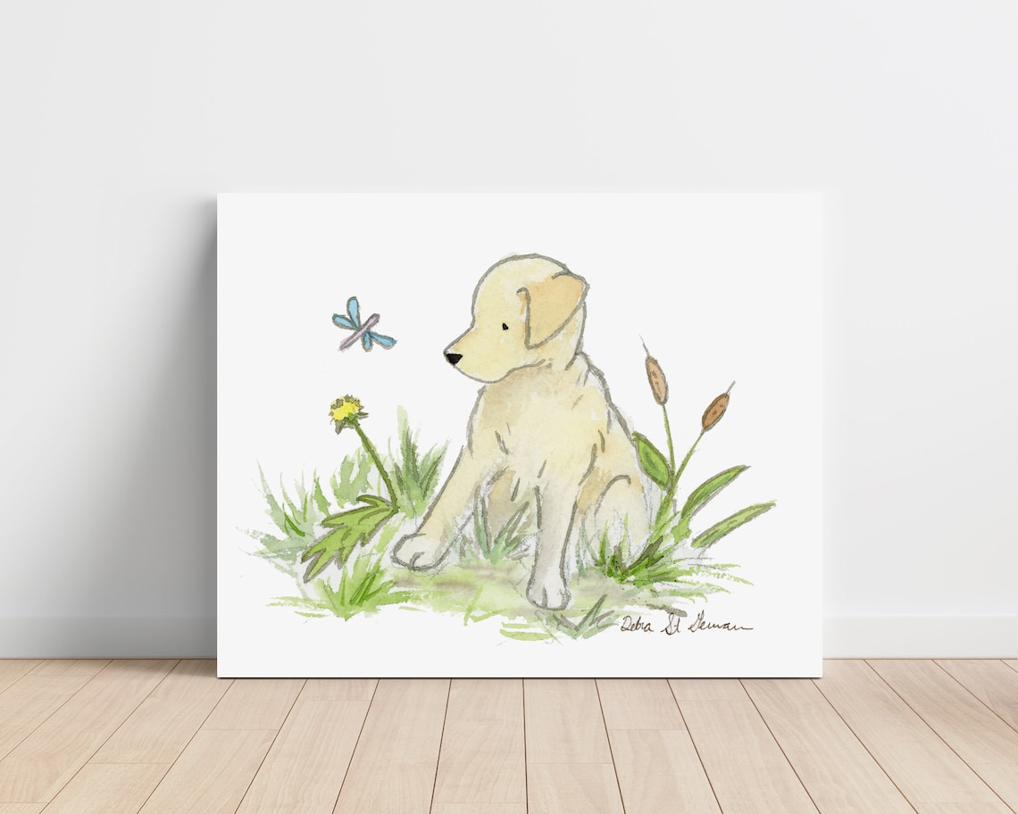 Yellow Lab Art Puppy Canvas Nursery Art Labrador Retriever - Etsy
