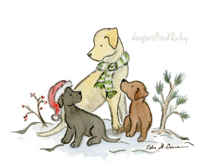Labrador Christmas Art, Dog Holiday Print, Lab Christmas Art, Lab ...