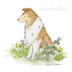 Collie Art Print Collie Painting Collie Gift Rough Collie | Etsy