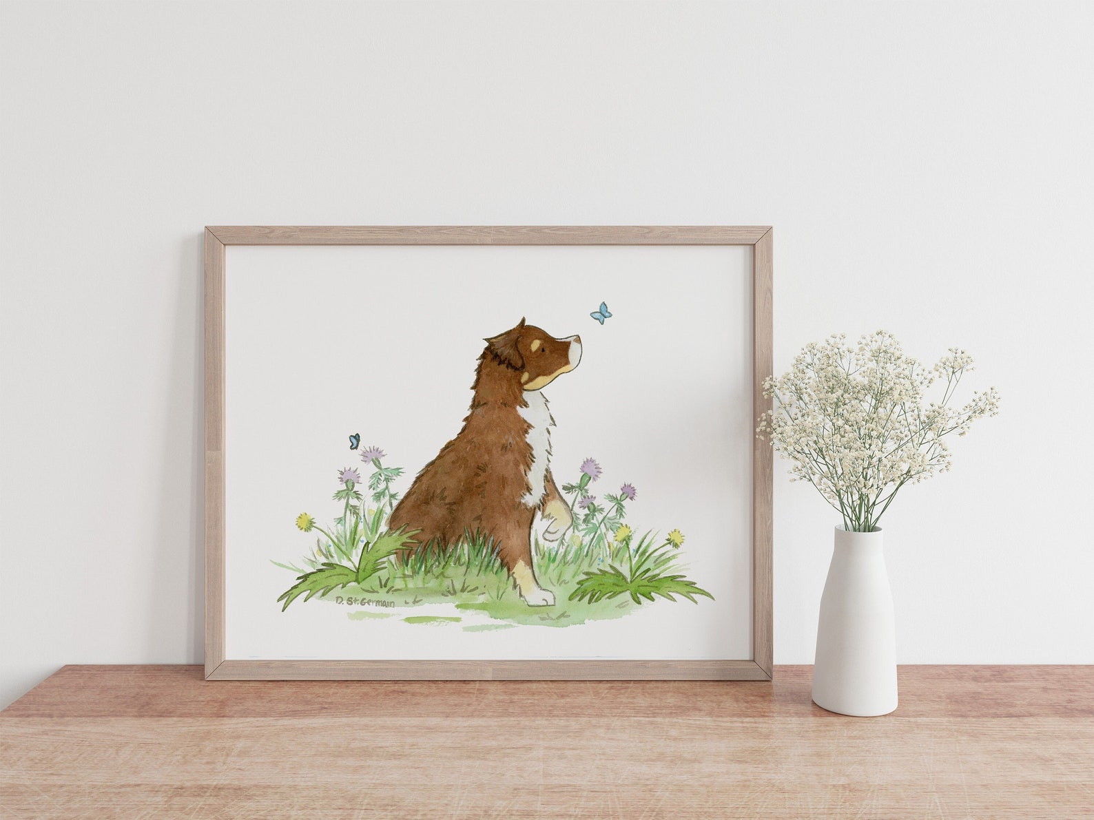 Australian Shepherd Art Red Tri Aussie Print Aussie Gift - Etsy
