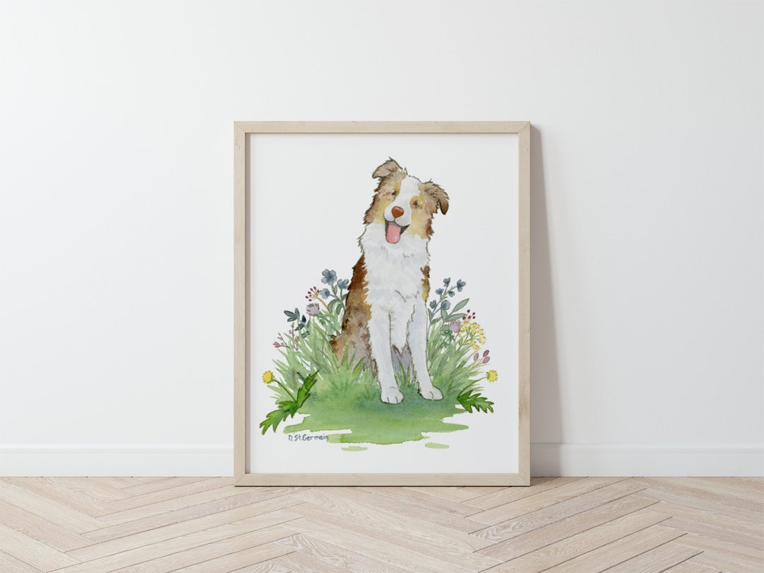 Australian Shepherd Art, Red Merle Aussie Print, Aussie Lover Gift, Pet ...