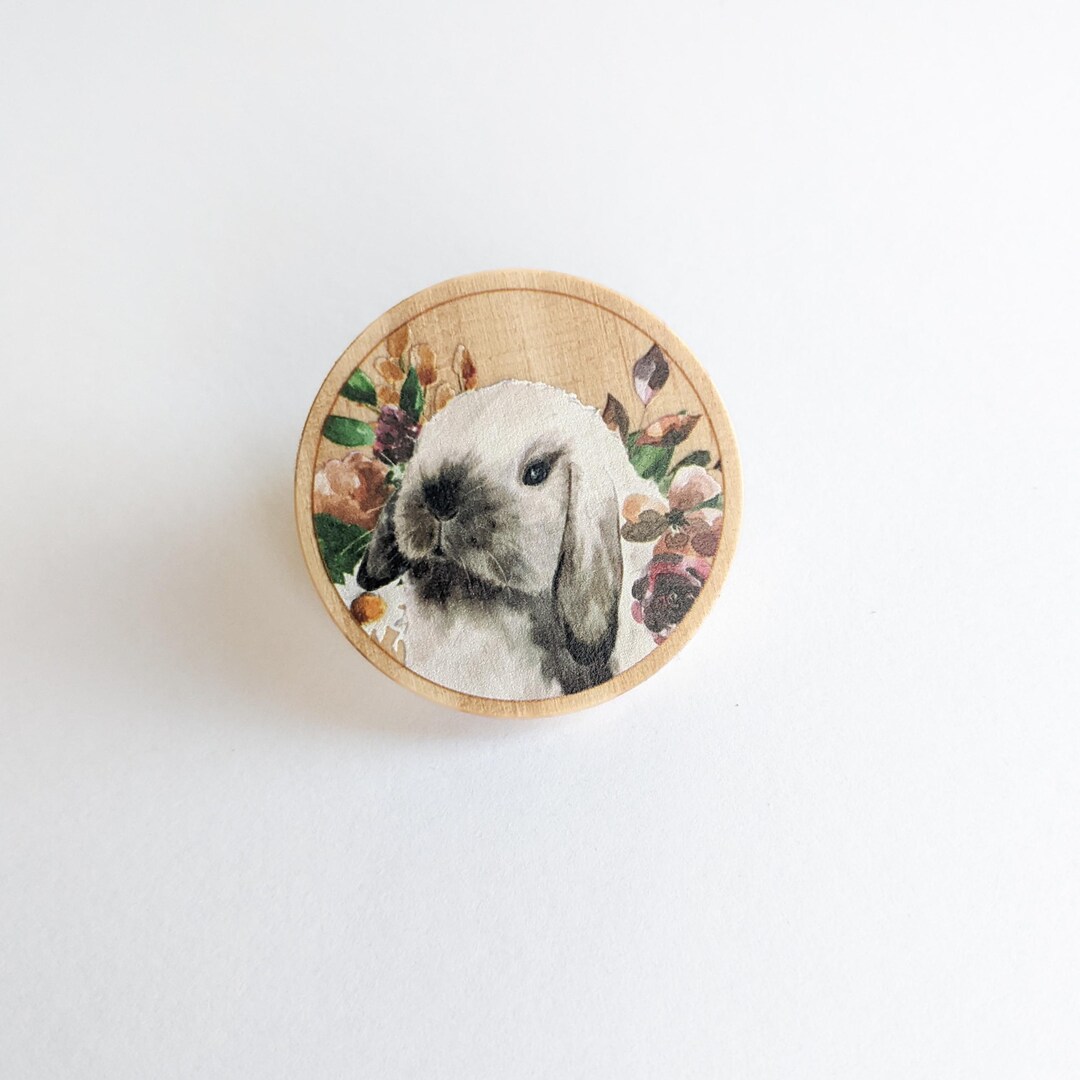 Wooden Holland Lop Pin, Sable Point Holland Lop, Rabbit Lover Gift ...