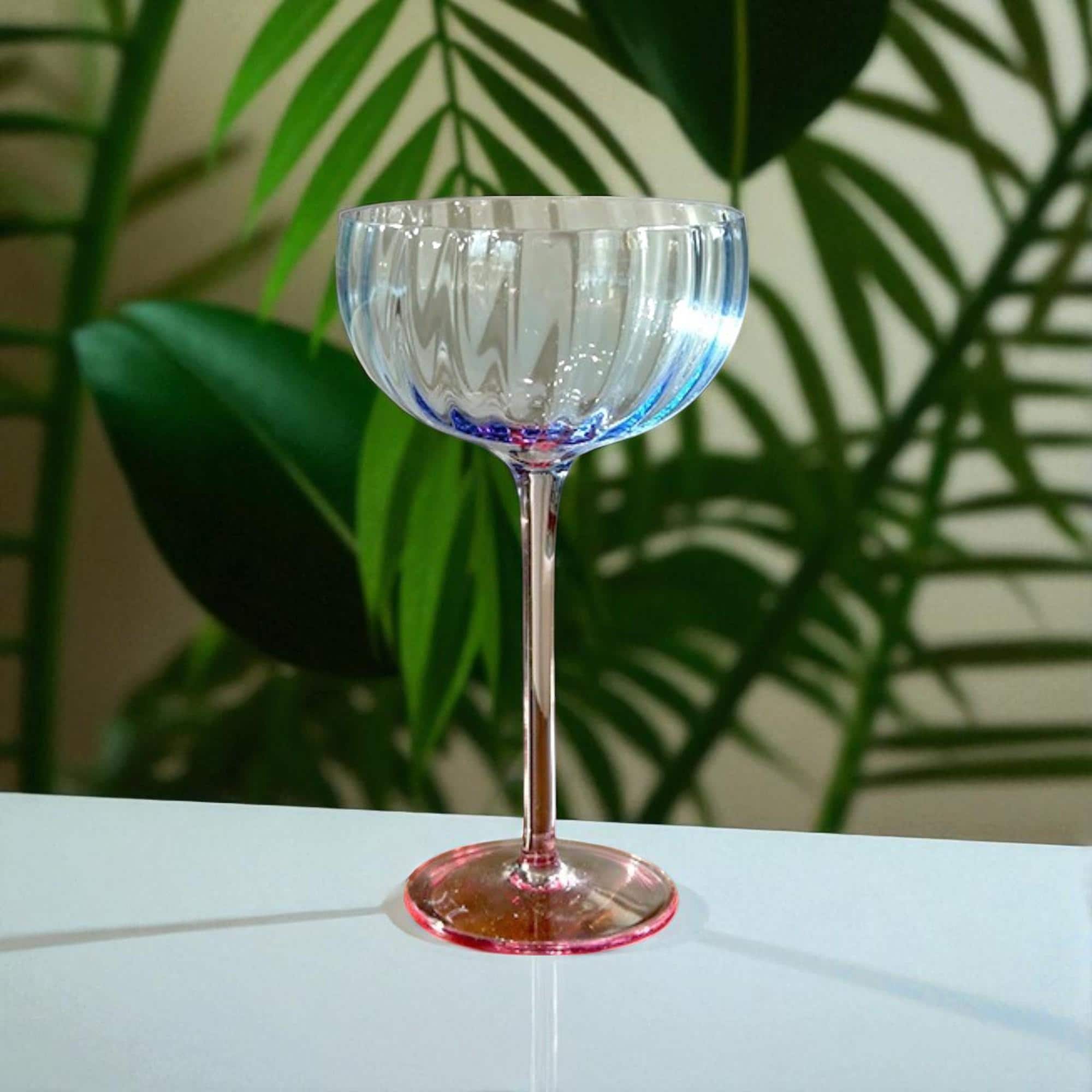 Colorful Ribbed Glass Coupe: Elegant Cocktail Champagne Glass - Etsy