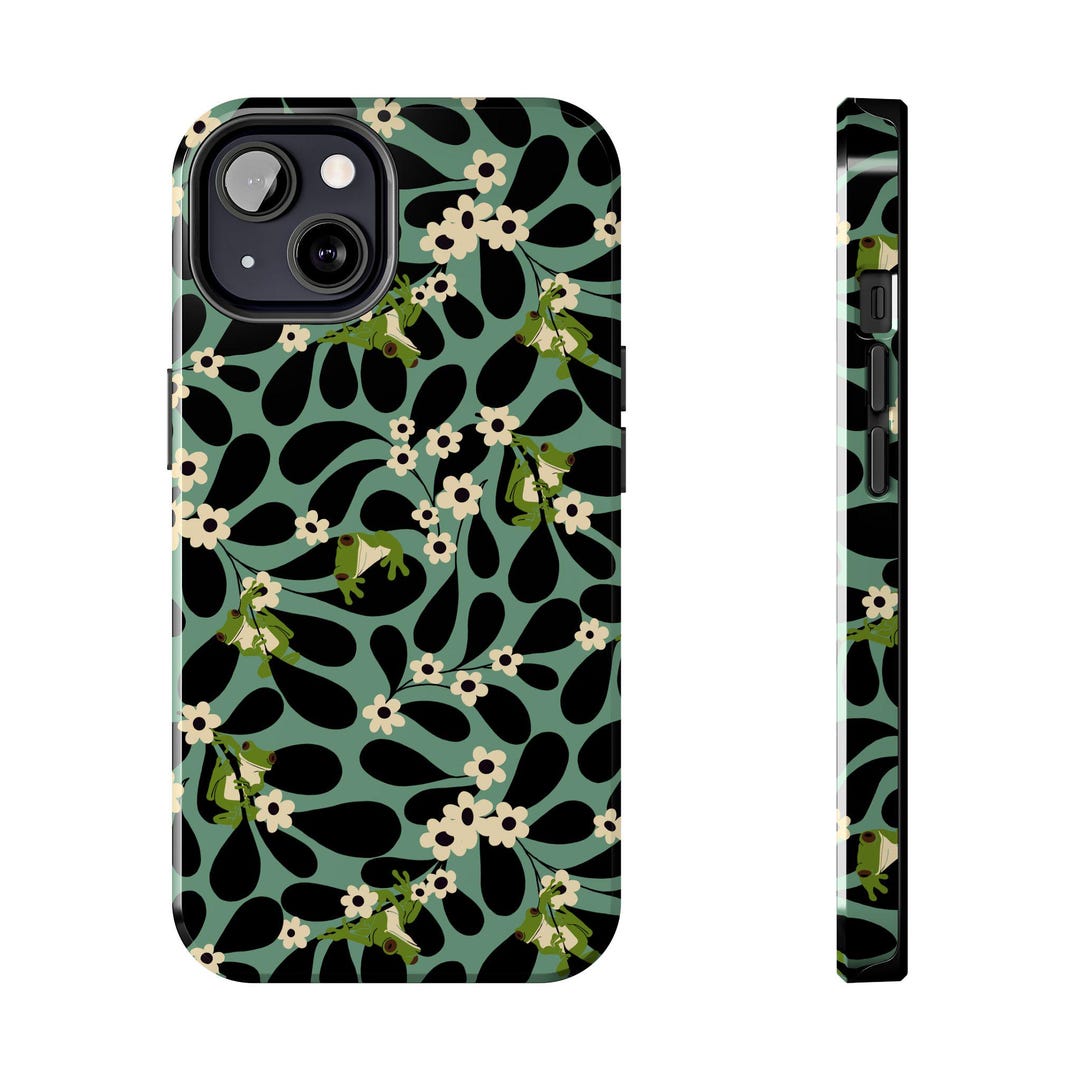Phone Case With Frogs , Cute Tree Frogs and Flowers, Tough Phone Cases ...