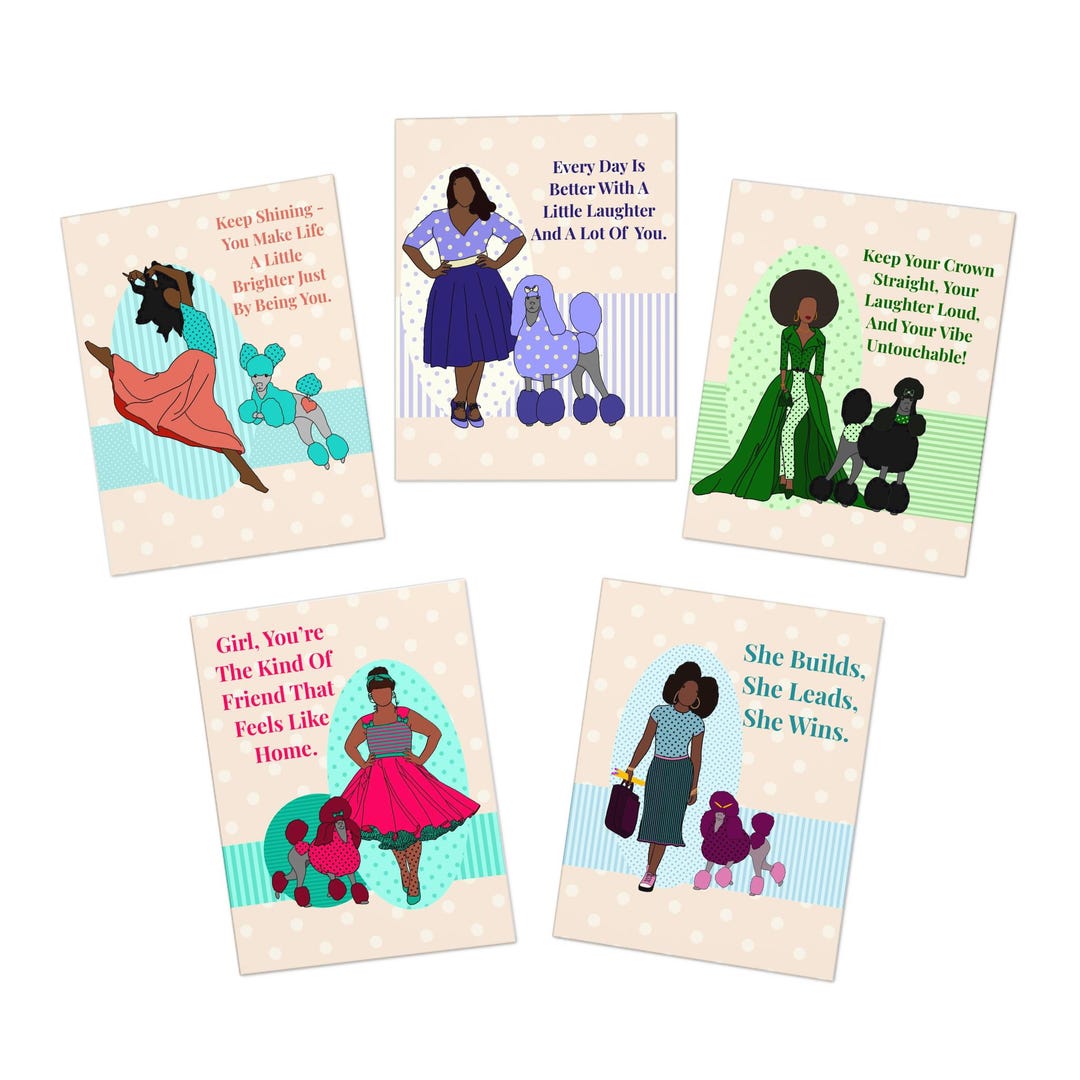 Whimsy Notes | Retro Girls Black Women Empowerment Friendship Greeting ...