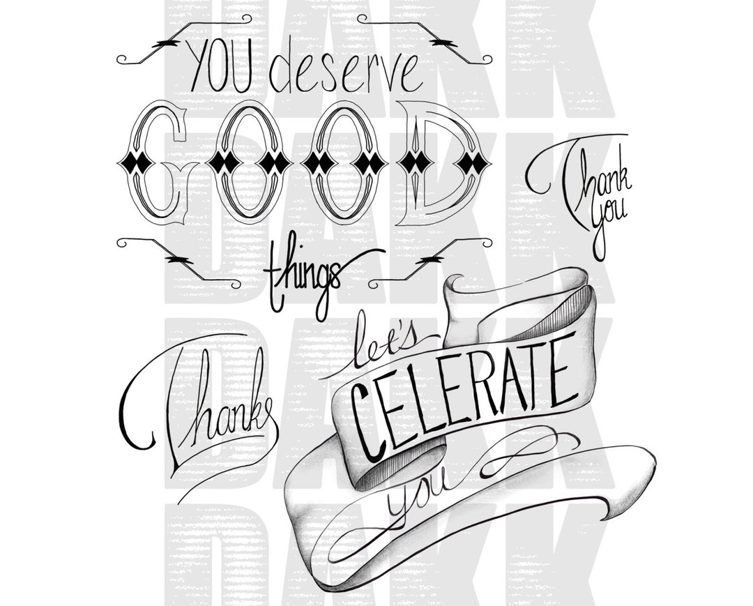 Hand Drawn Sentiments PNG and SVG Files - Etsy