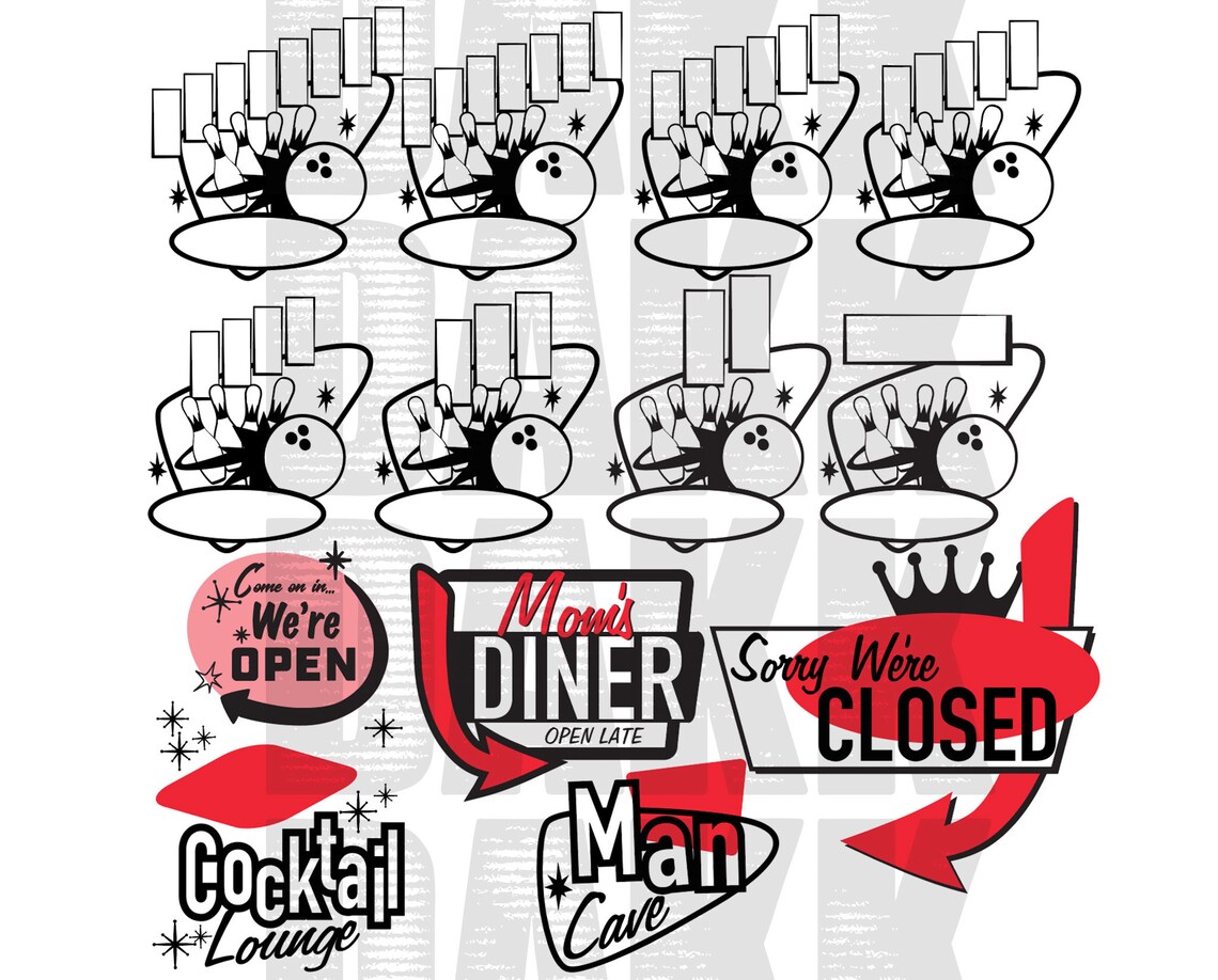Retro Signs Kit PNG and SVG Files - Etsy