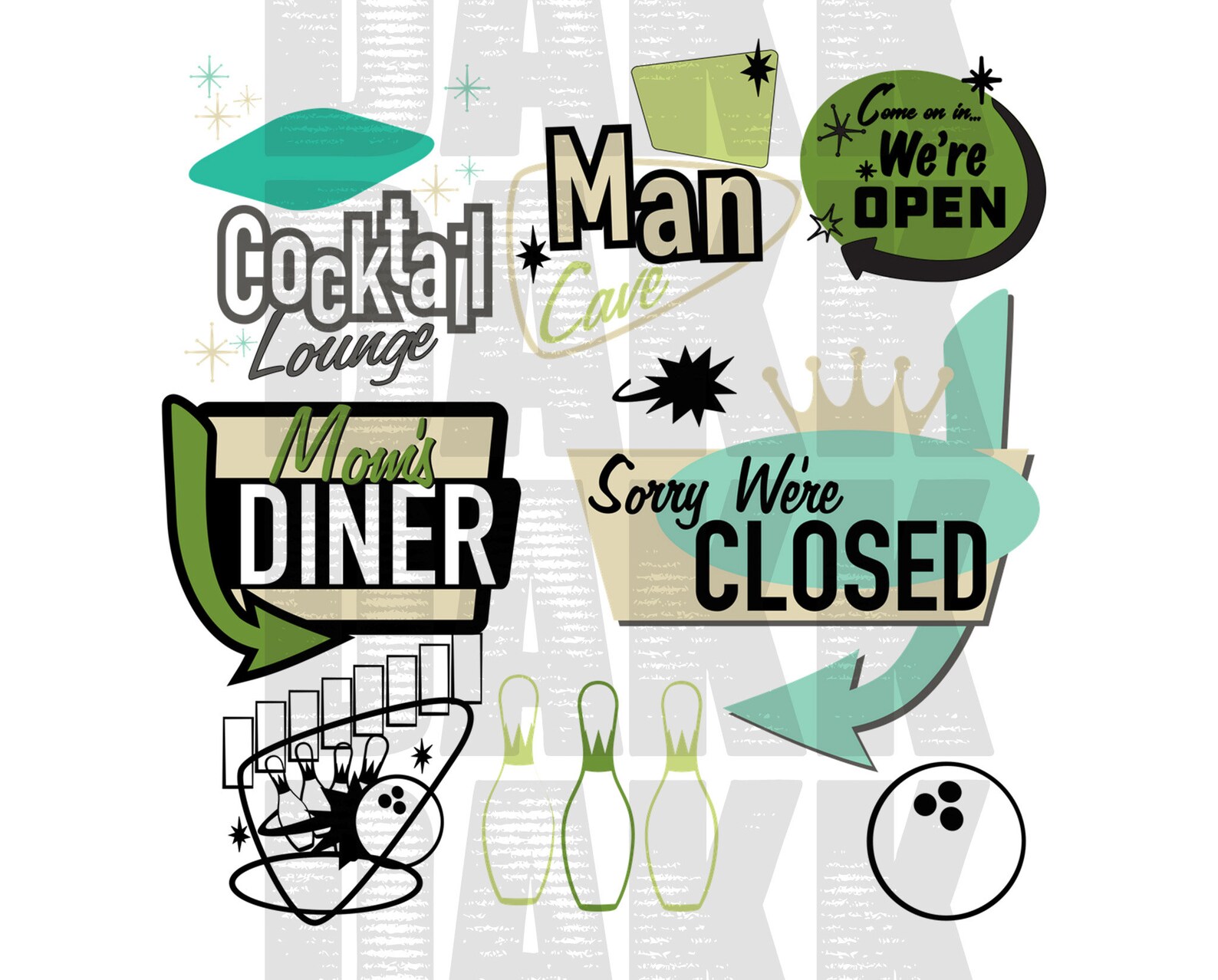 Retro Signs Kit PNG and SVG Files - Etsy